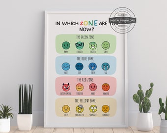 Zones of Regulation Poster, Feelings Poster, Emotions Chart, Calm ...