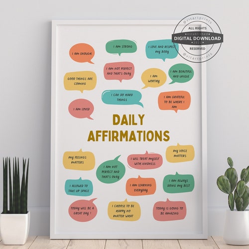 Daily Affirmations Positive Affirmations Office Decor - Etsy