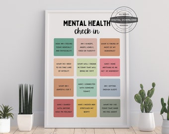 Feelings Check in Poster, Mental Health Poster, Self Care Poster, Daily ...