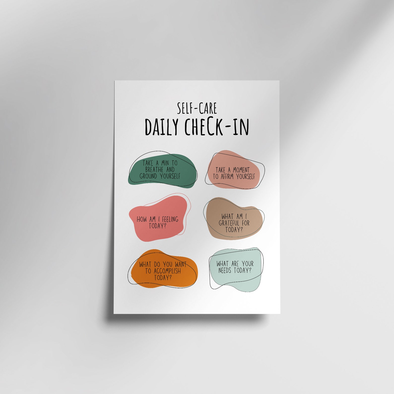 Daily Check in Mental Health, Therapy Office Decor, Daily Checklist ...