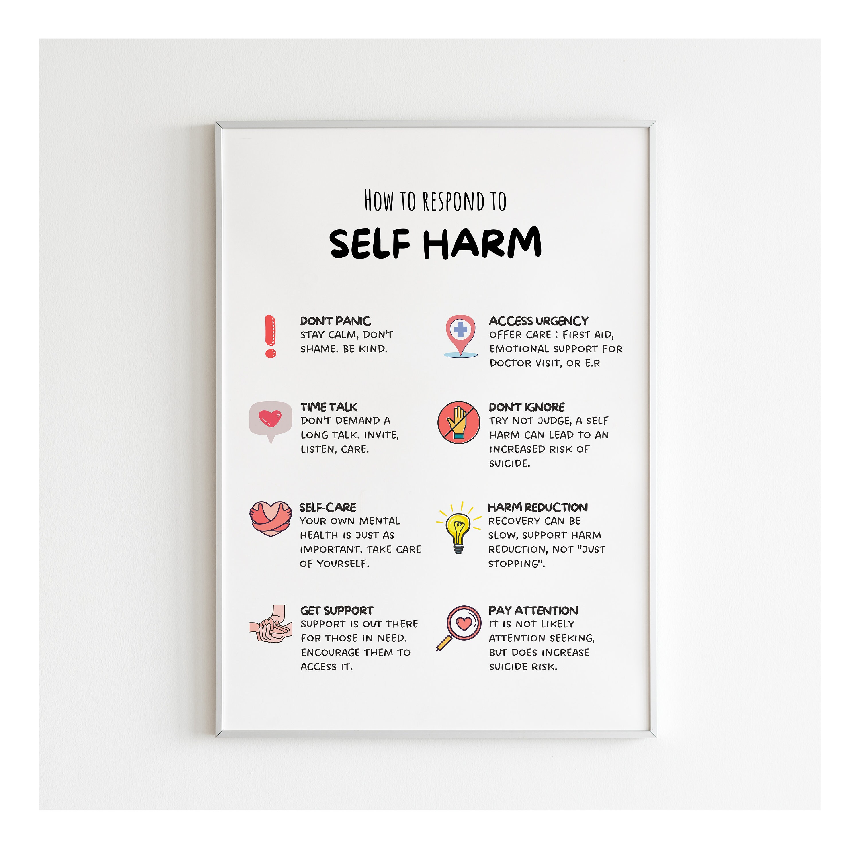 Self Harm Response Poster, Therapy Office Decor (digital Download) - Etsy