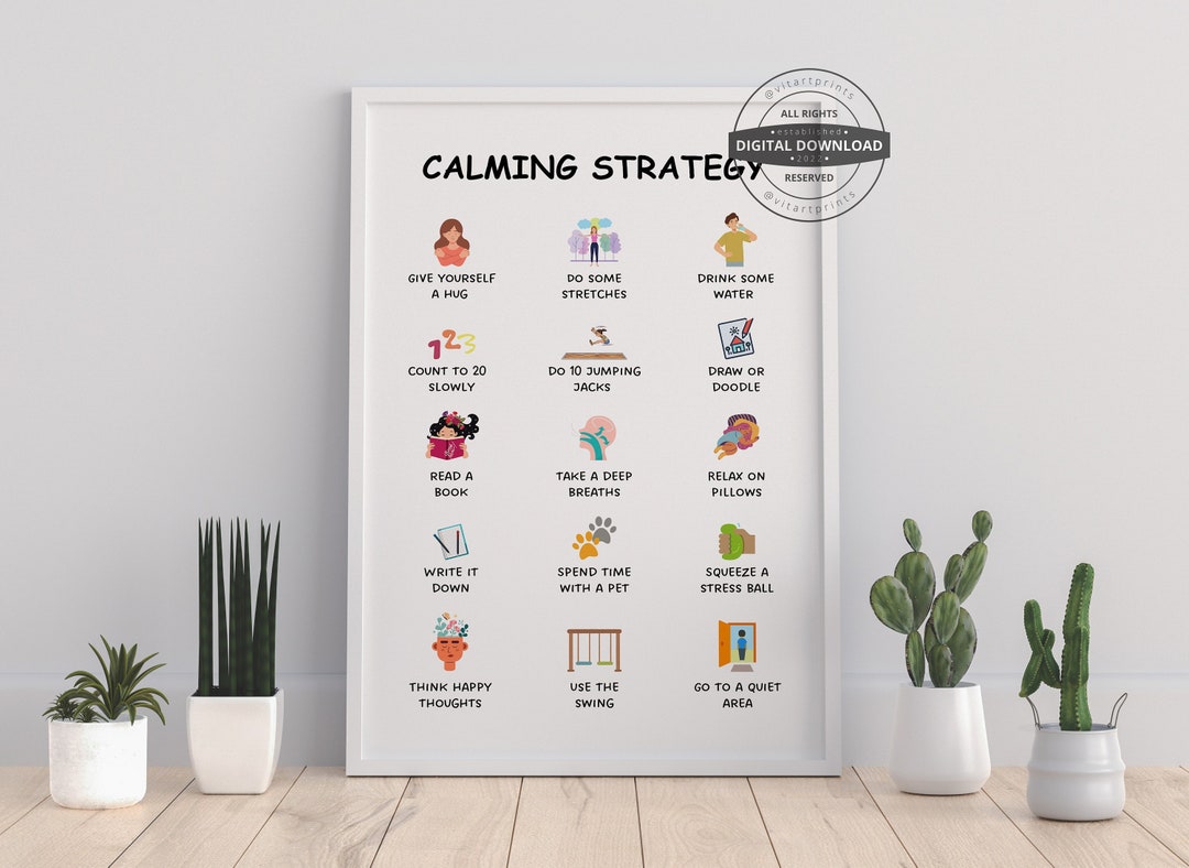 Calm Down Corner Toddler Sign Posters Counselor Office Art Calming ...