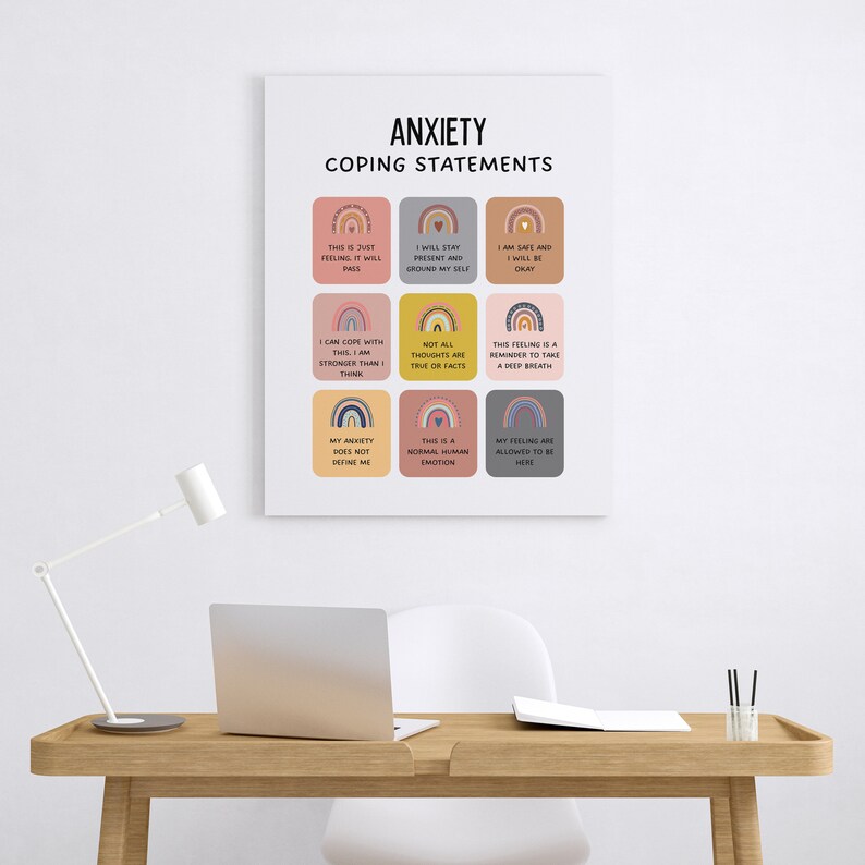 Anxiety Coping Statements Poster | Therapy Office Decor (digital ...