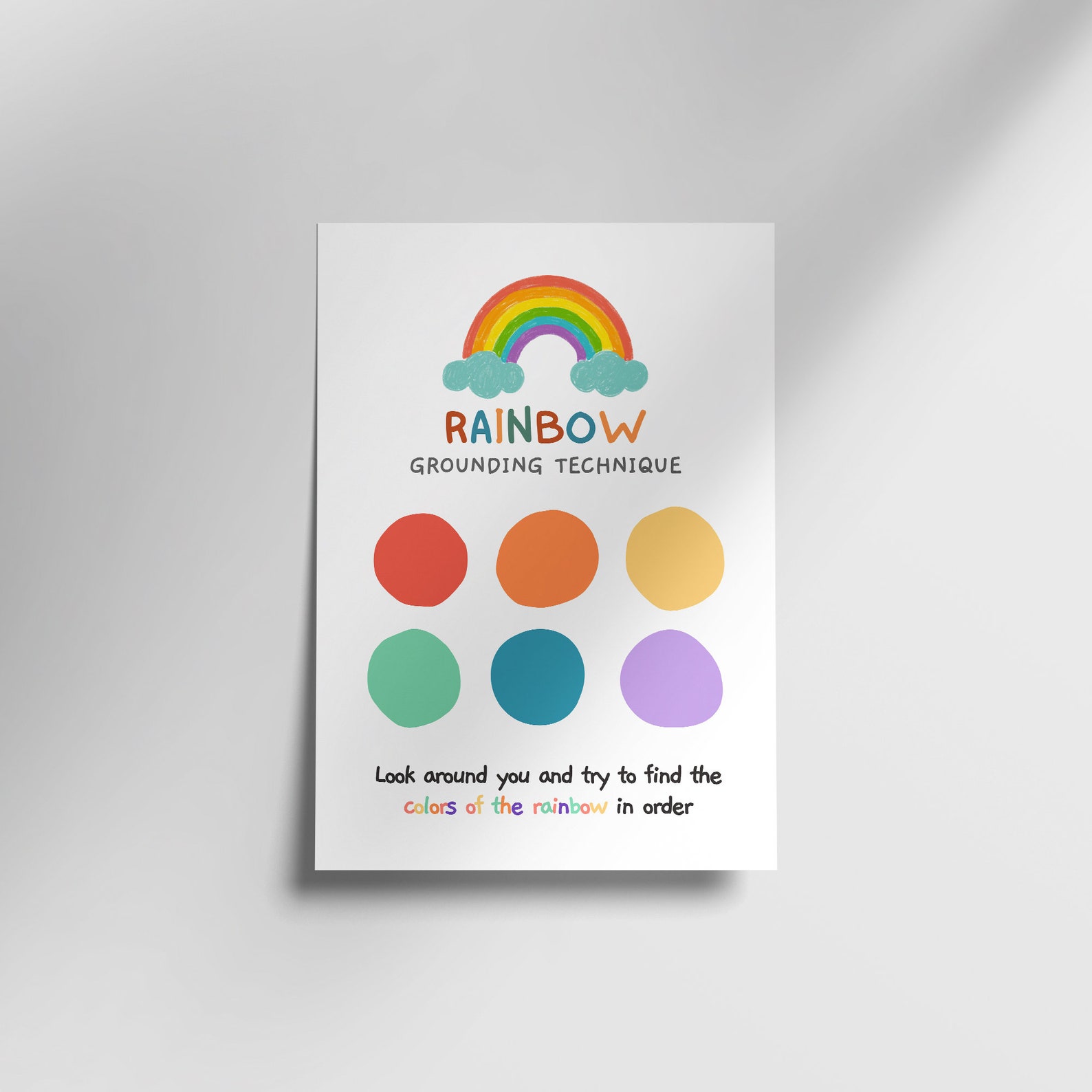 Grounding Technique Rainbow Emotions Educational Posters - Etsy
