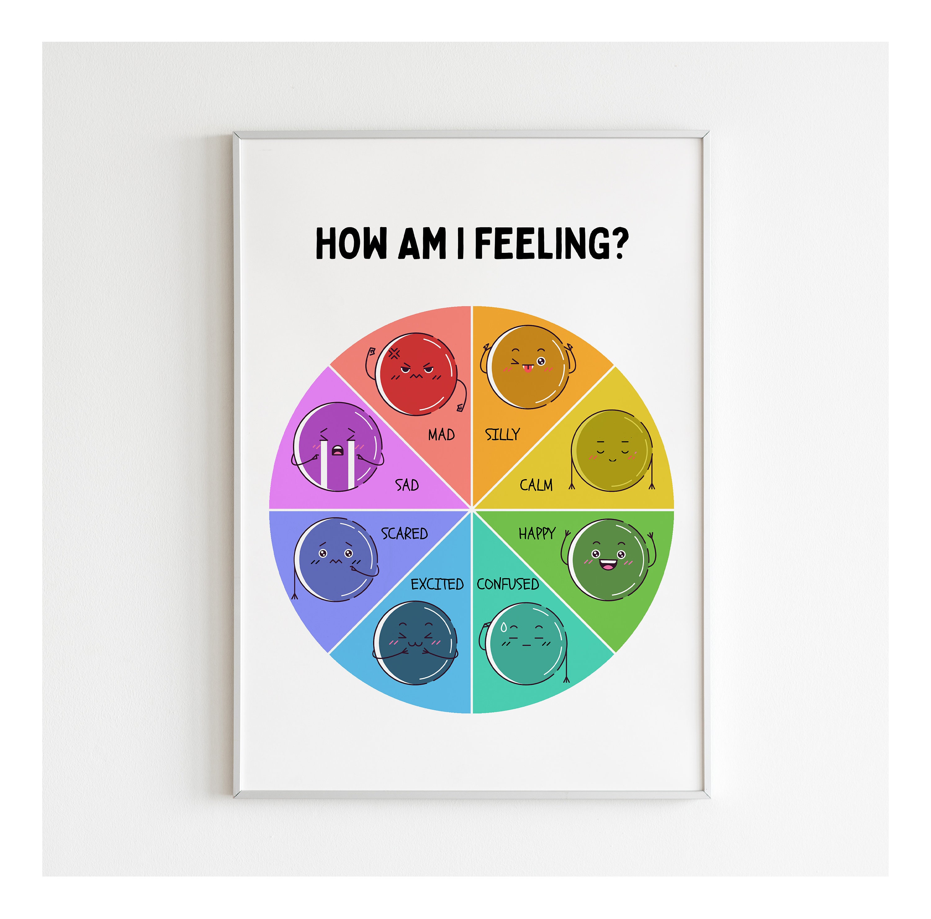 Feelings Wheel Print Emotions Poster Counselling Art Posters School ...