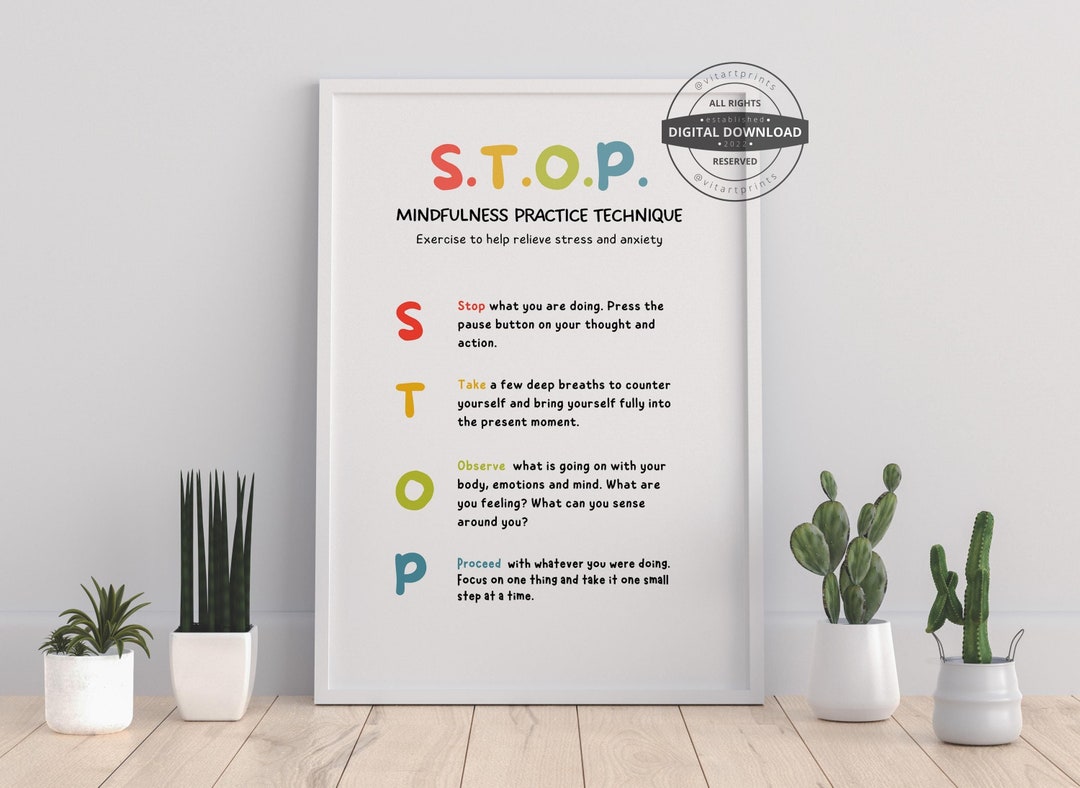 STOP Grounding Technique Poster | Mental Health, Therapy Office Decor ...