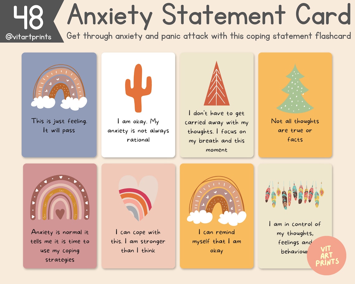Anxiety Cards Coping Skills Therapy Tools Mindfulness Cards - Etsy ...