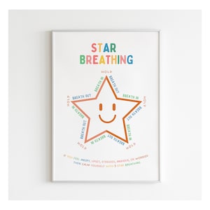 Star Breathing Poster, Calming Corner, Feeling Poster, Therapy Office ...