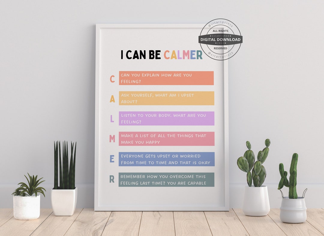 Calming Corner Classroom Boho Calm Down Printable Decor Wall Art Social ...