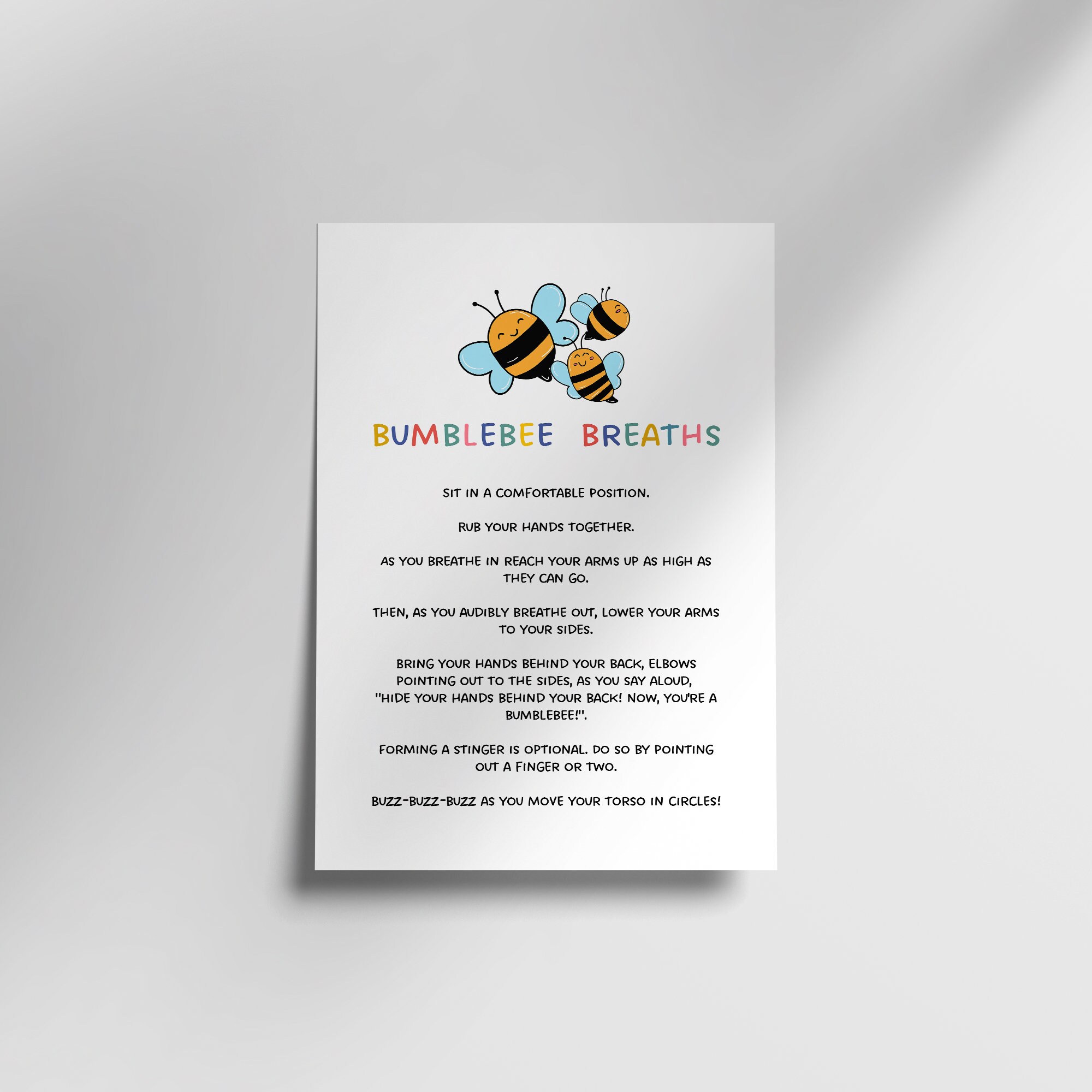Bumblebee Breathing | Grounding Technique Therapy Office Decor School ...