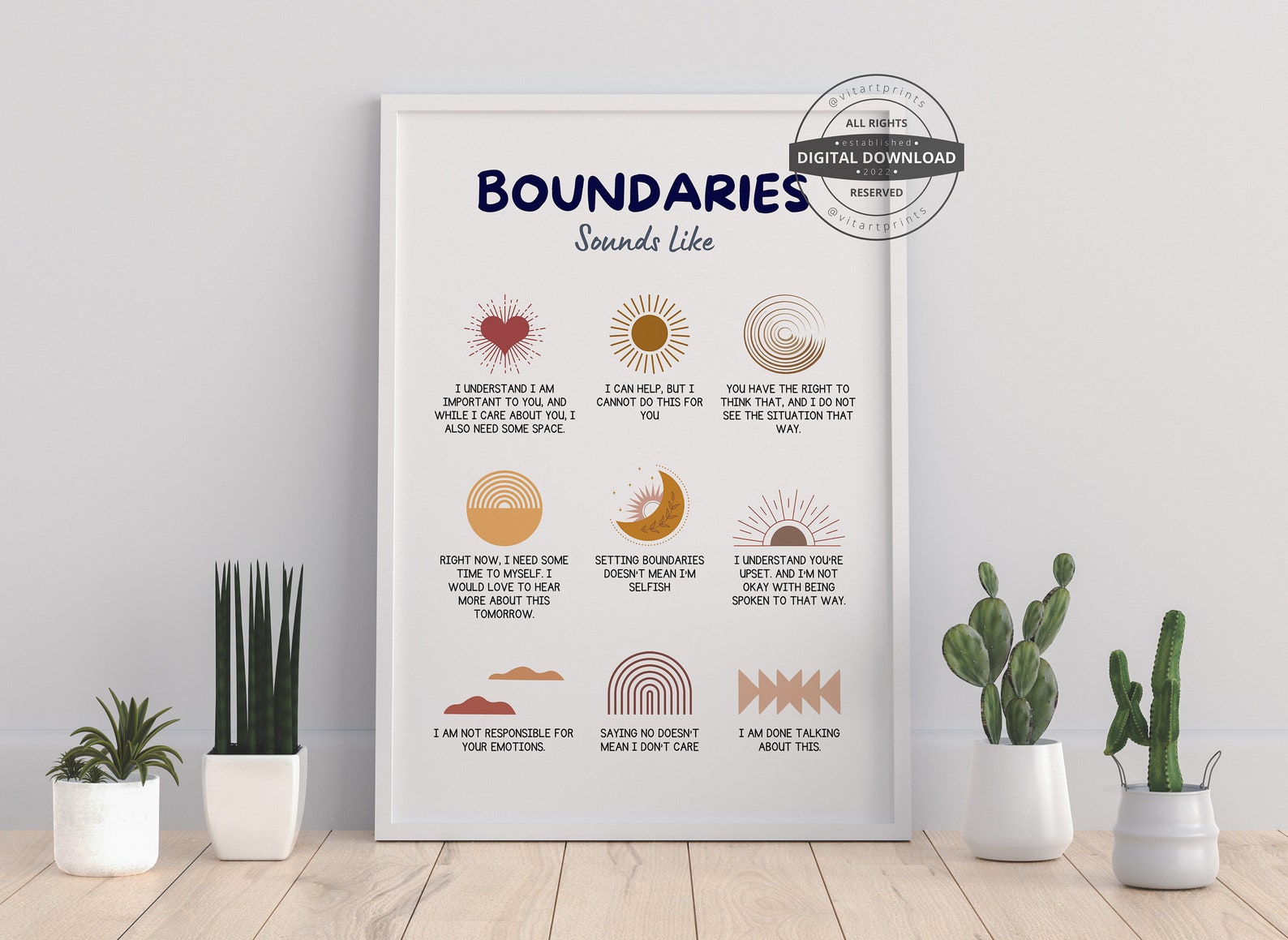 Boundaries Sounds Like Poster, Therapy Office Decor (digital Download ...