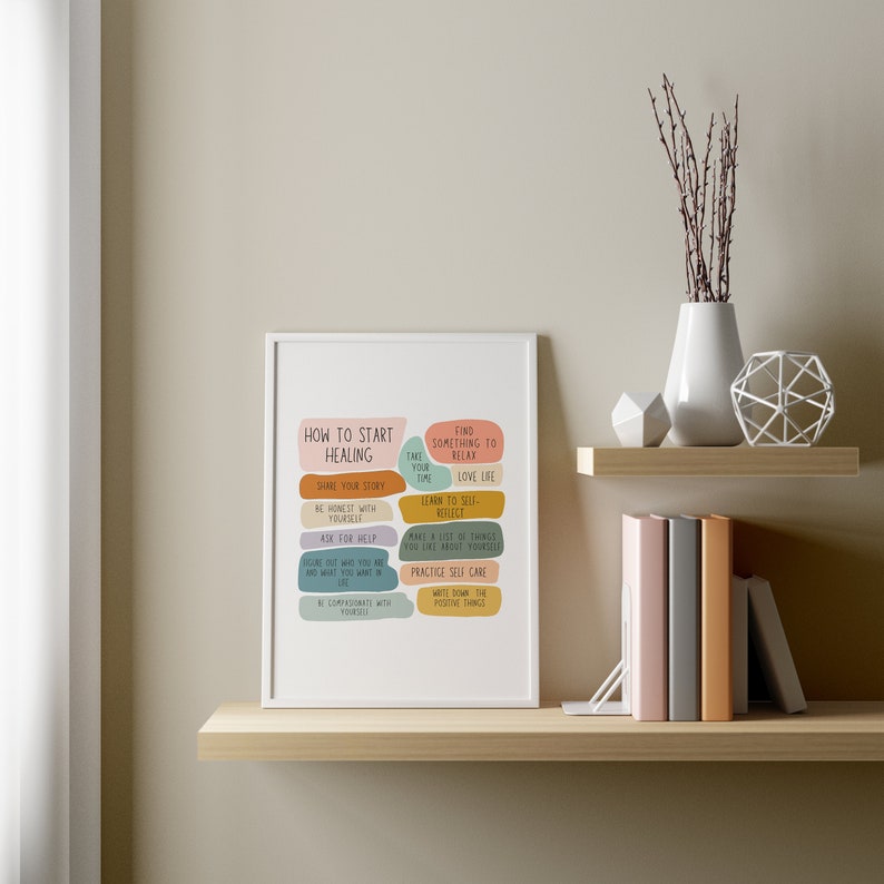 Start Healing Therapy Office Decor Mindfulness Poster Anxiety Relief ...