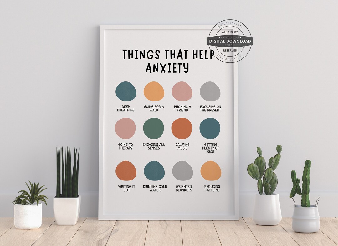Anxiety Relief Poster | Calming Strategies, Therapy Office Decor ...