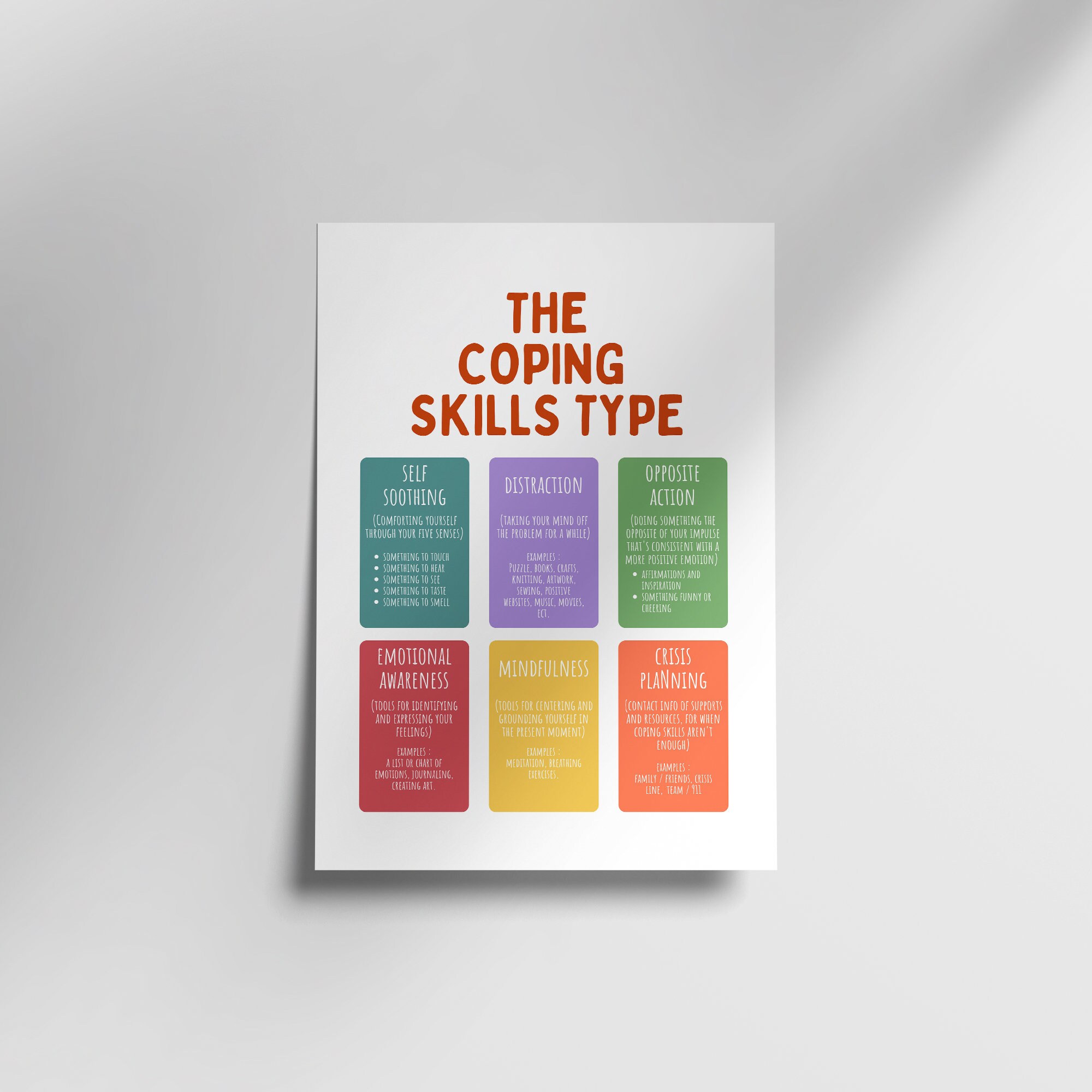 Coping Skills Type Poster | Therapy Office Decor (digital Download) - Etsy
