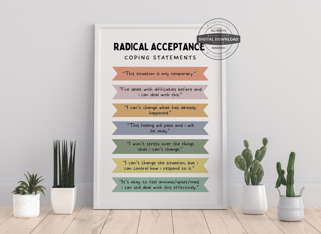 Radical Acceptance Poster DBT Poster Affirmations Cognitive Distortions ...