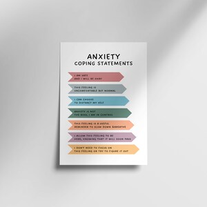 Anxiety Coping Statement | Therapy Office Decor School Counselor CBT ...