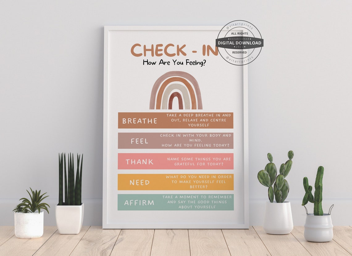Feelings Check-in Poster, Emotional Regulation Print (digital Download ...