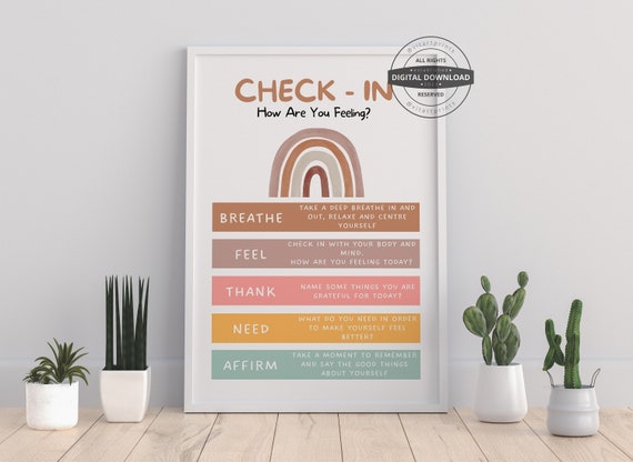 Feelings Check in Poster Emotional Regulation Mental Health - Etsy