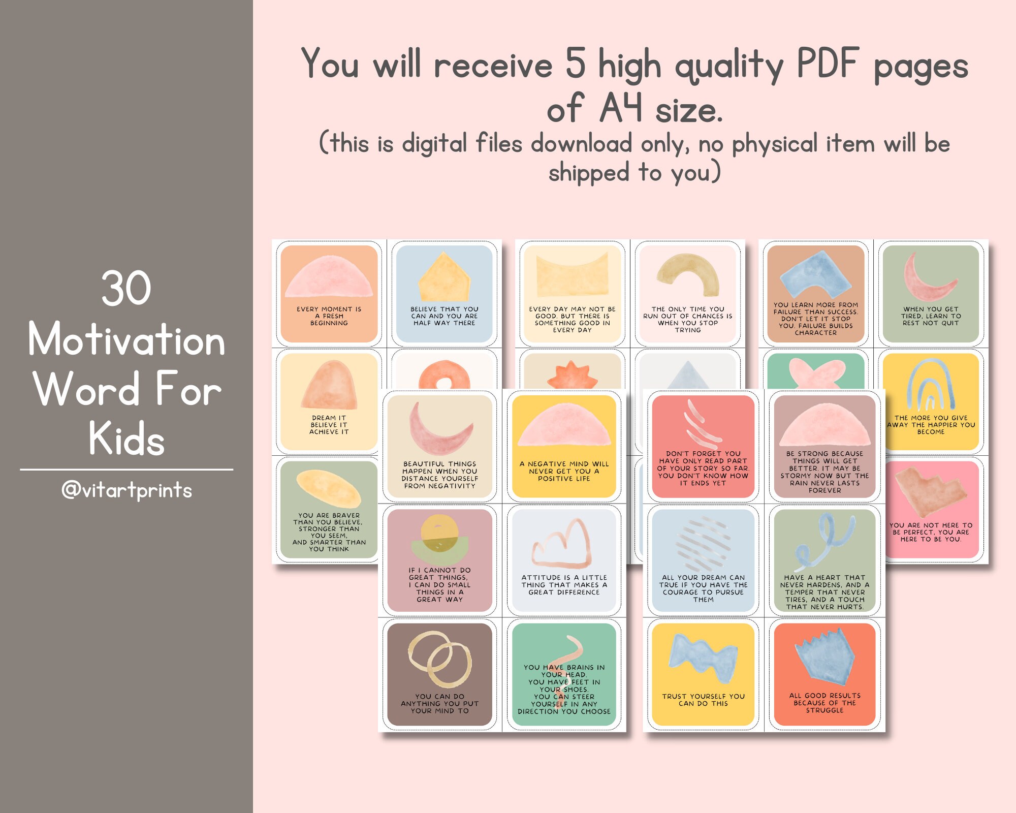 Kids Motivation Cards, Printable Affirmations (PDF Download) - Etsy