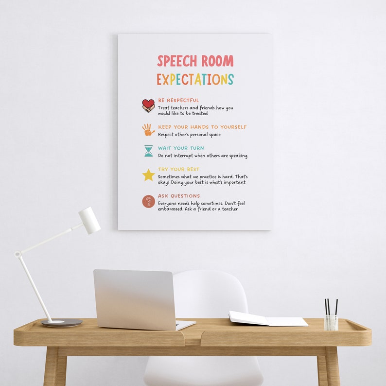 Speech Room Expectations Poster, Therapy Office Decor (digital Download ...