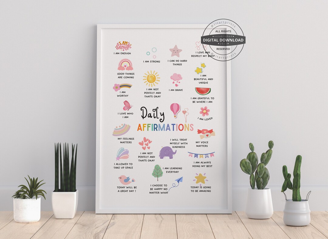 Daily Affirmations | Therapy Office Decor School Counselor CBT DBT ...