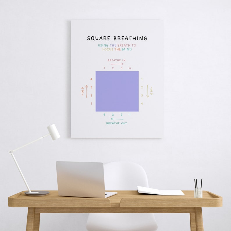 Square Breathing Print | Anxiety Relief, Therapy Decor (digital ...
