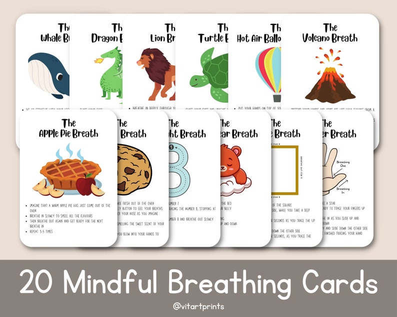 Breathing Cards for Kids Printable Posters Counselor Decor - Etsy Breathing Cards for Kids Printable Posters Counselor Decor - Etsy