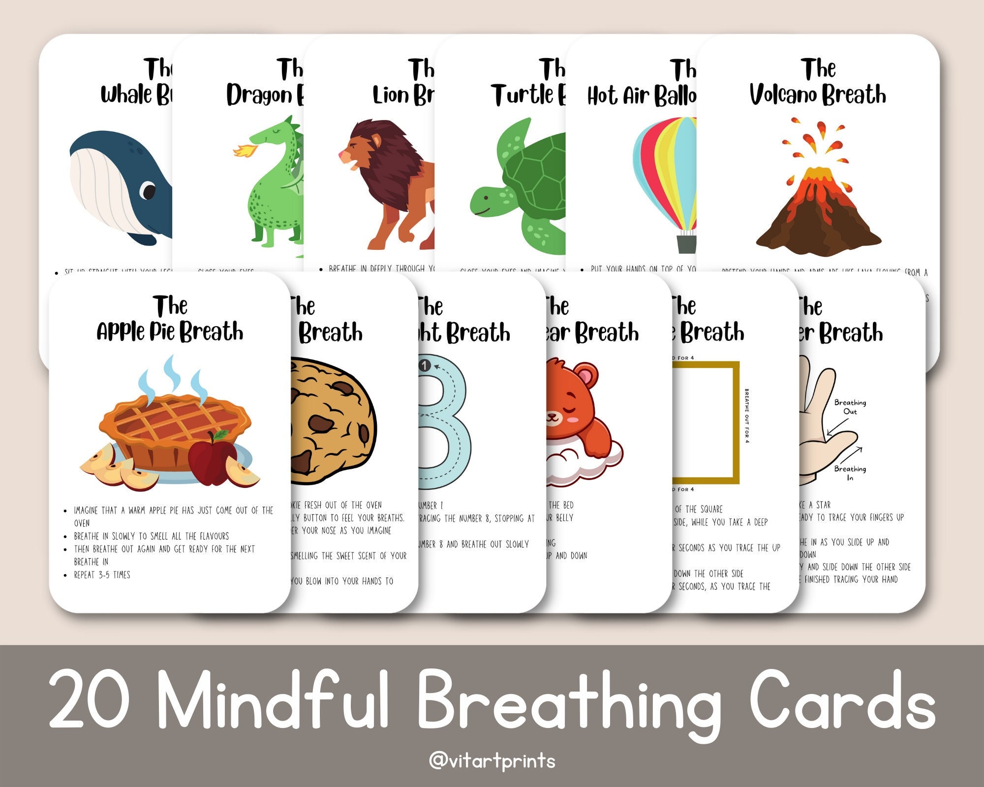 Breathing Cards for Kids Printable Posters Counselor Decor - Etsy Australia