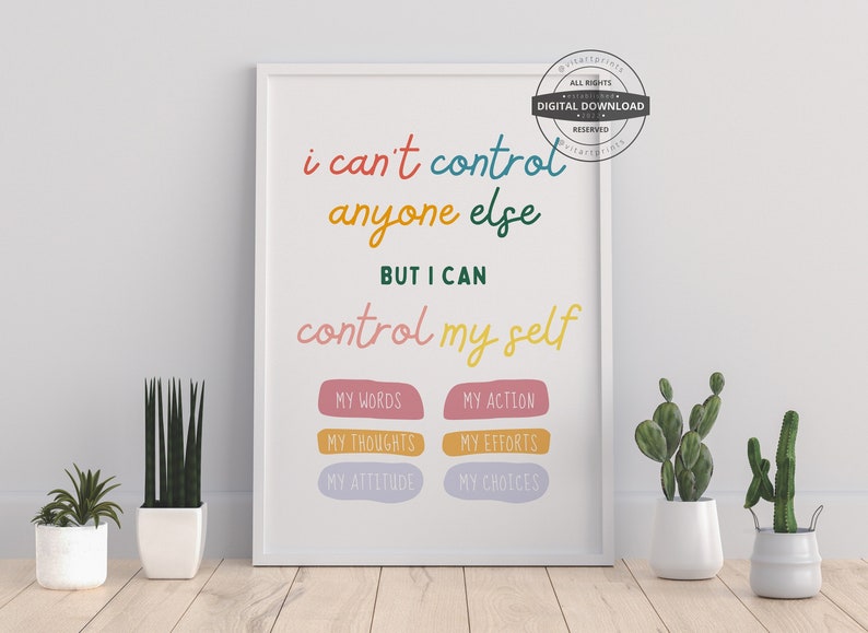 Self Control Poster | Therapy Office Decor, Mental Health Print ...