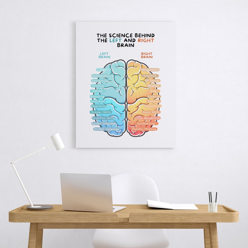 Human Brain Poster Left Right Brain Science Anatomy Psychology Therapy ...