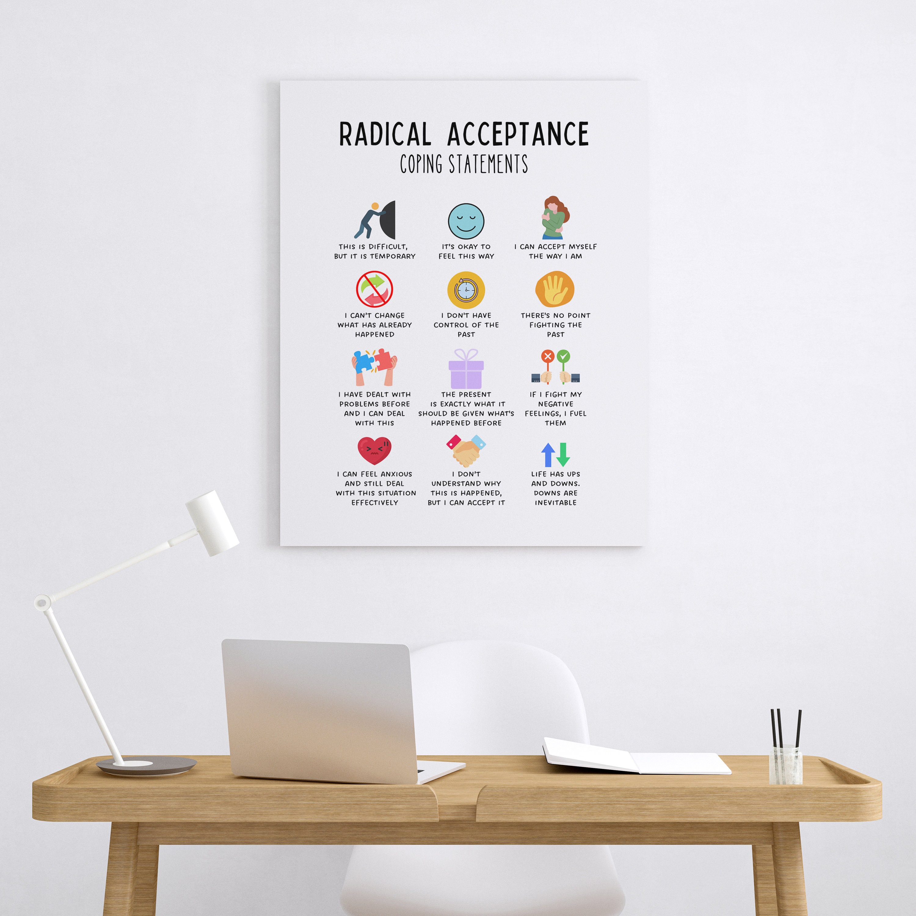 Radical Acceptance Poster, DBT Coping Statements, Therapist Office ...