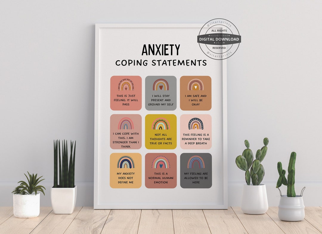 Anxiety Coping Statements Poster | Therapy Office Decor (digital ...
