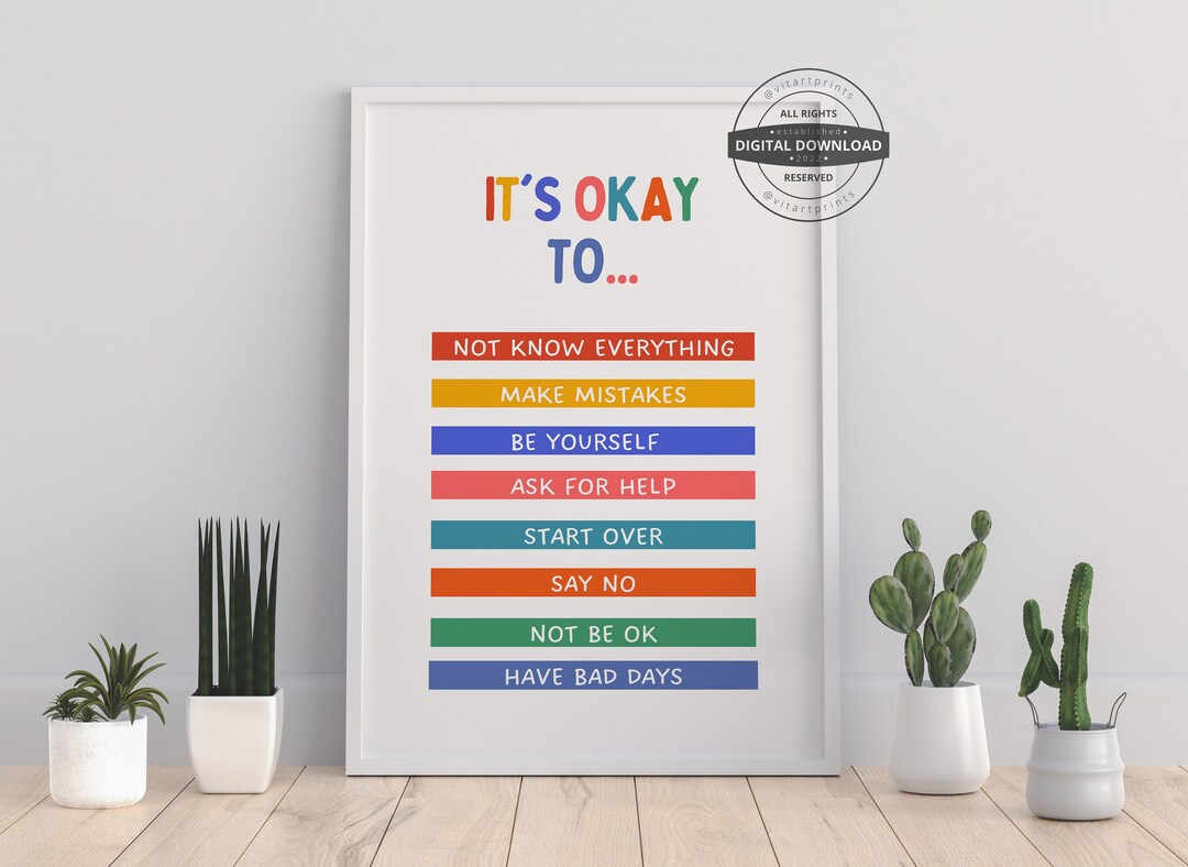 It's Okay to | Therapy Office Decor, Mental Health, School Counselor ...