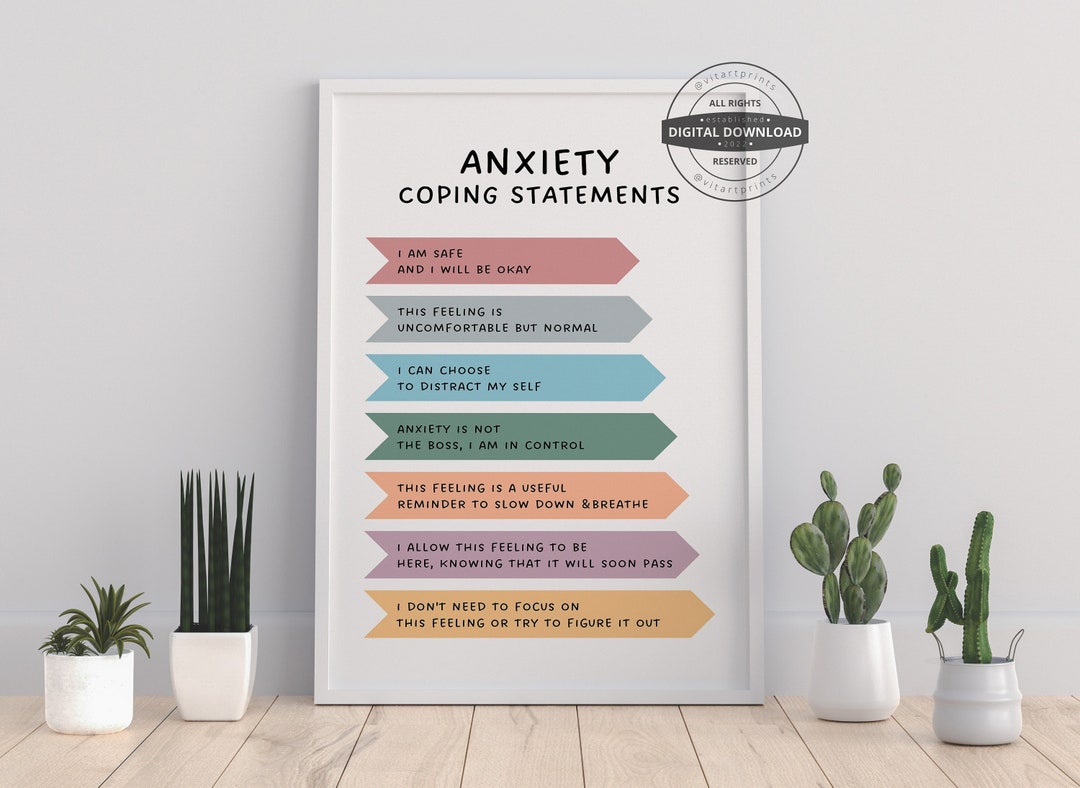 Anxiety Coping Statement | Therapy Office Decor School Counselor CBT ...