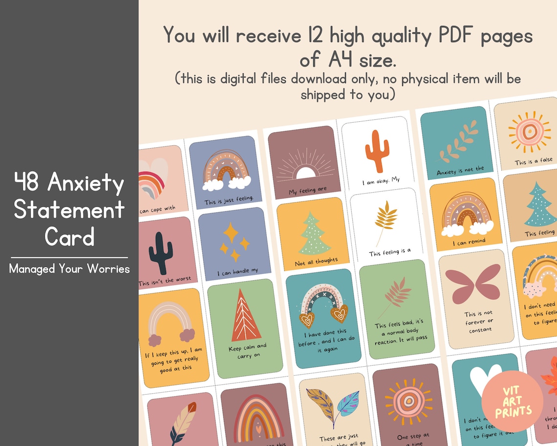 Anxiety Cards Coping Card Affirmation Cards Therapy Tools - Etsy