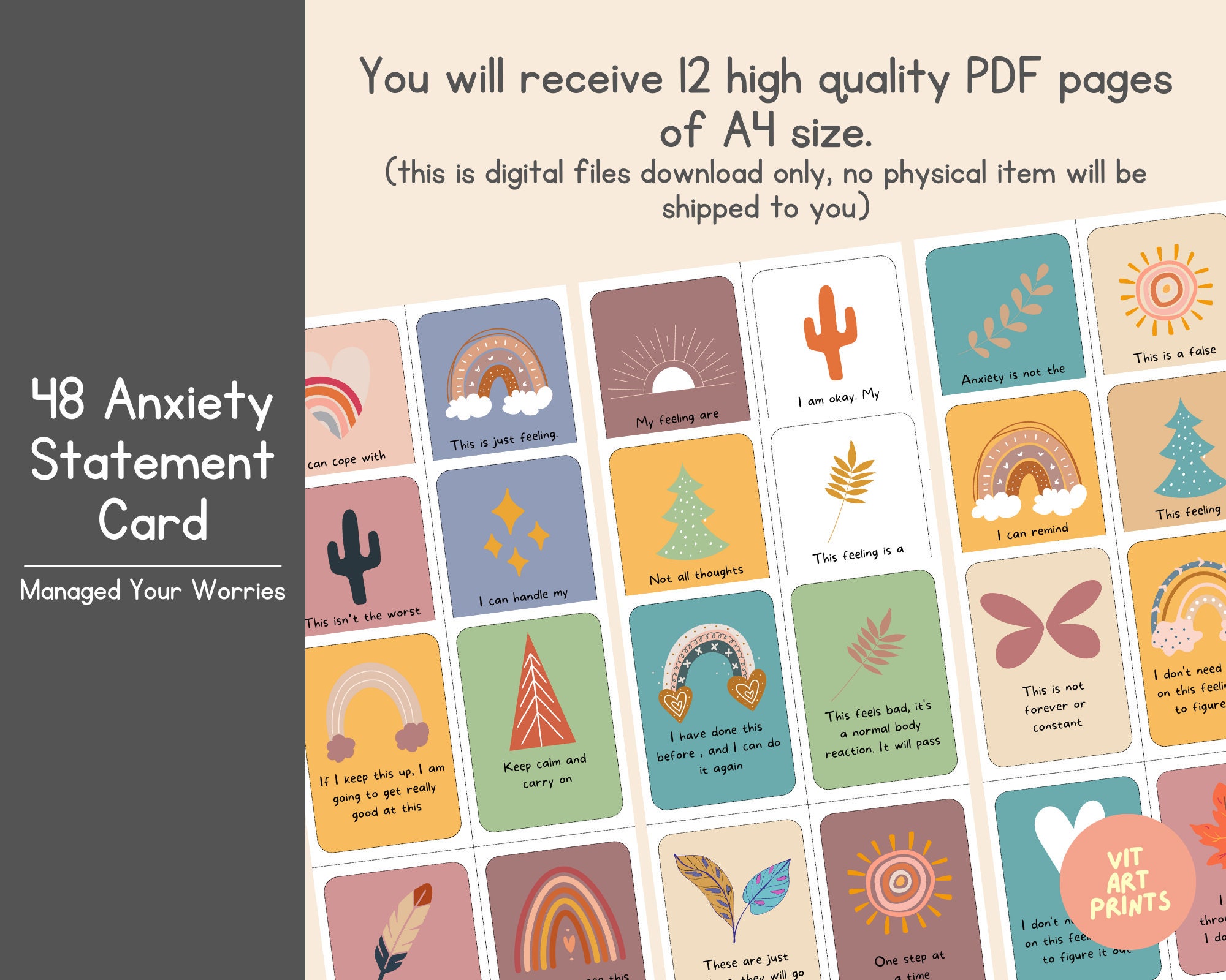 Anxiety Cards Coping Card Affirmation Cards Therapy Tools - Etsy