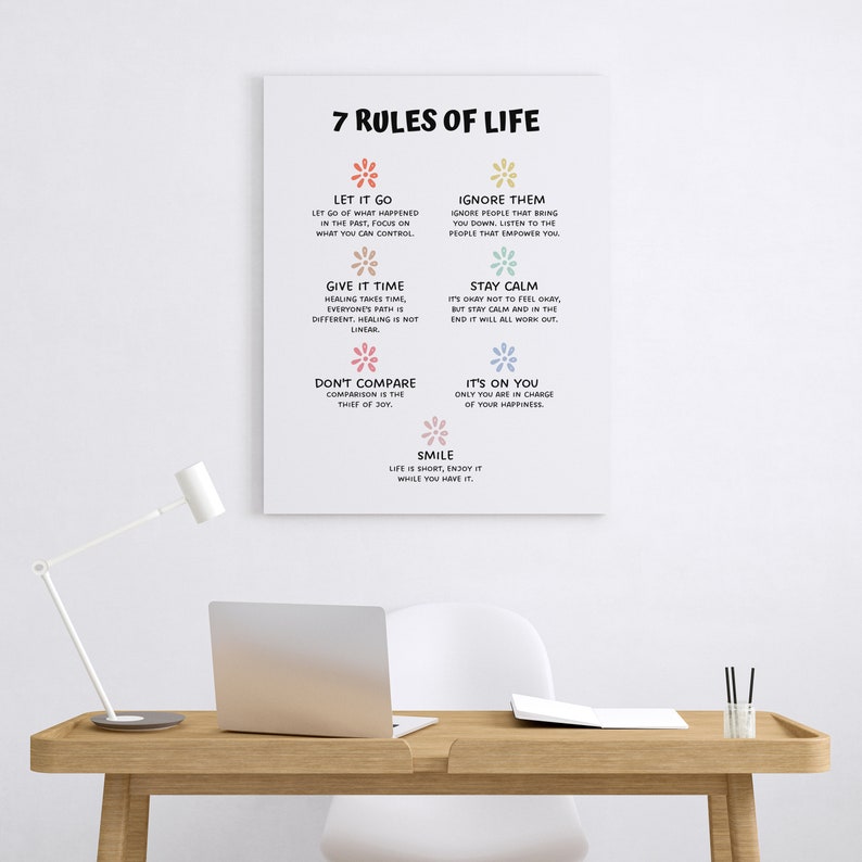 7 Rules of Life Poster | Therapy Office Decor (digital Download) - Etsy