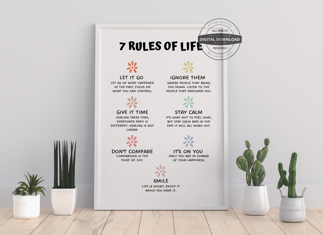 7 Rules of Life Poster | Therapy Office Decor (digital Download) - Etsy