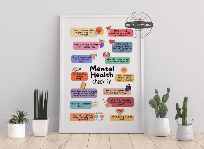 Mental Health Check in | Therapy Office Decor School Counselor CBT DBT ...