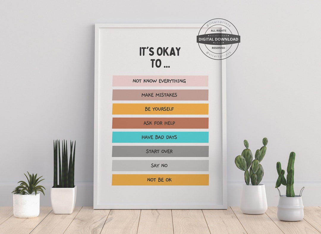 It's Okay to Therapy Office Decor, Mental Health, School Counselor ...