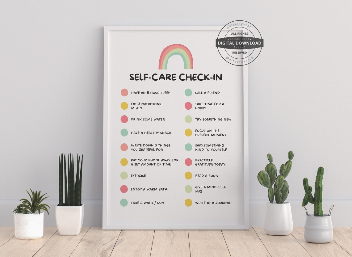 Daily Check-in Poster Self-care Daily Checklist Challenging - Etsy