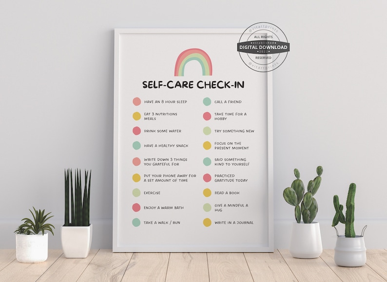Daily Check-in Poster Self-care Daily Checklist Challenging - Etsy