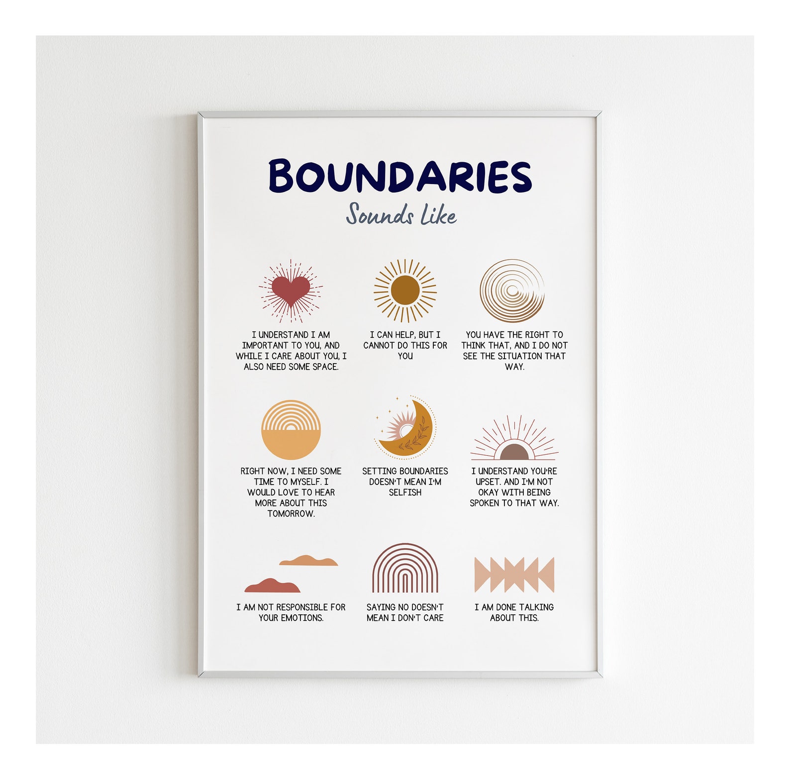 Boundaries Sound Like Boundary Poster Self Esteem Self Respect - Etsy UK