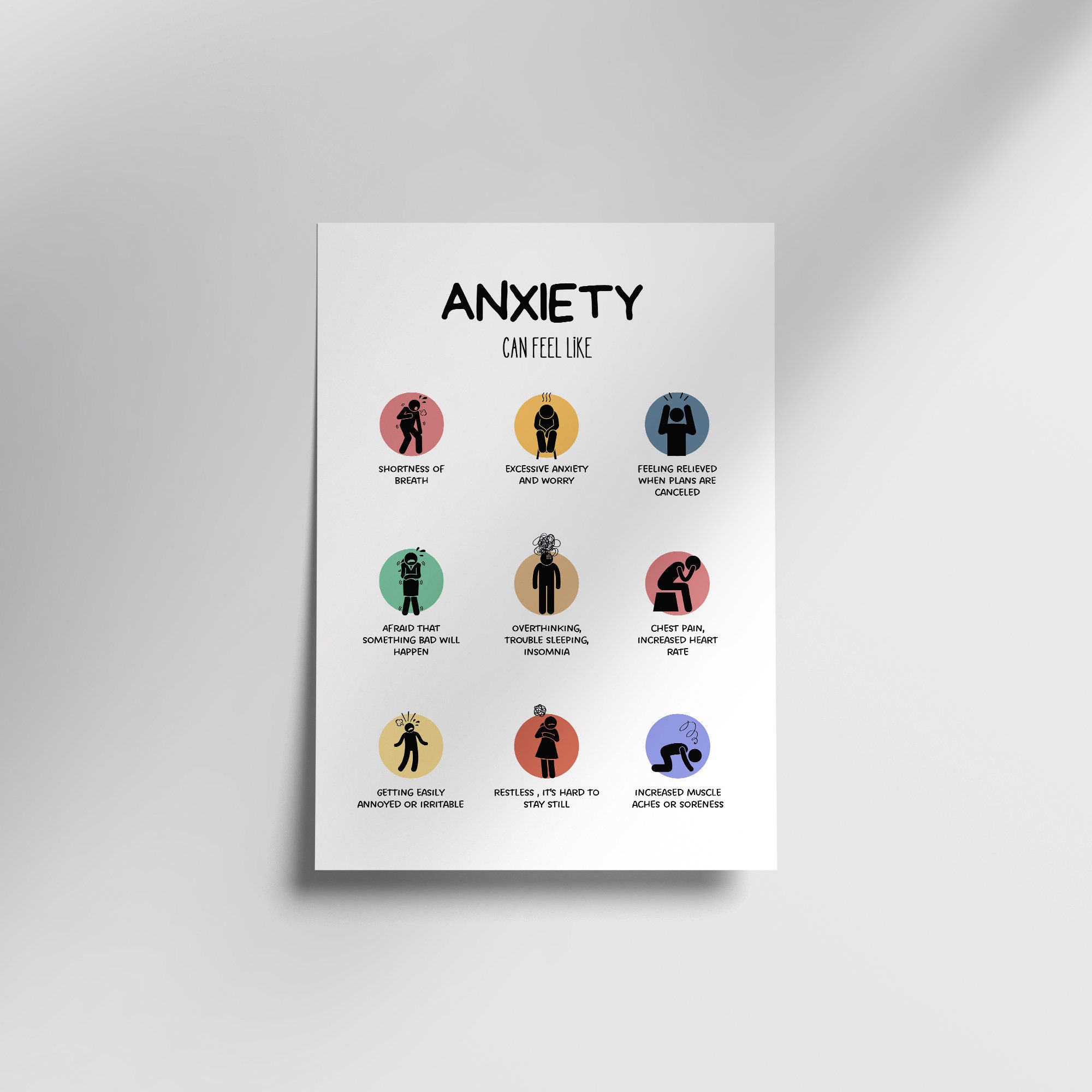 Anxiety Feel Anxiety Poster Therapy Office School Counselor - Etsy