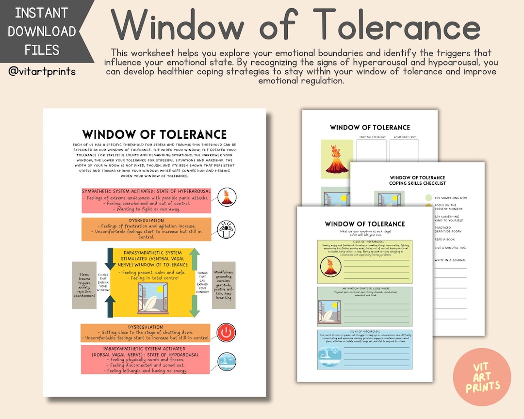Window of Tolerance Worksheet | Window of Tolerance | Trauma Therapy ...