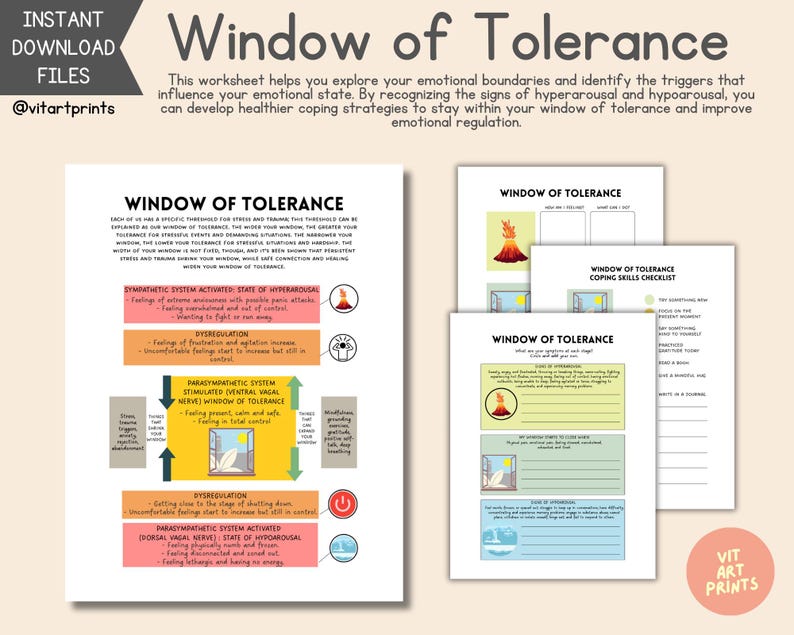 Window of Tolerance Worksheet | Emotional Regulation (digital Download ...