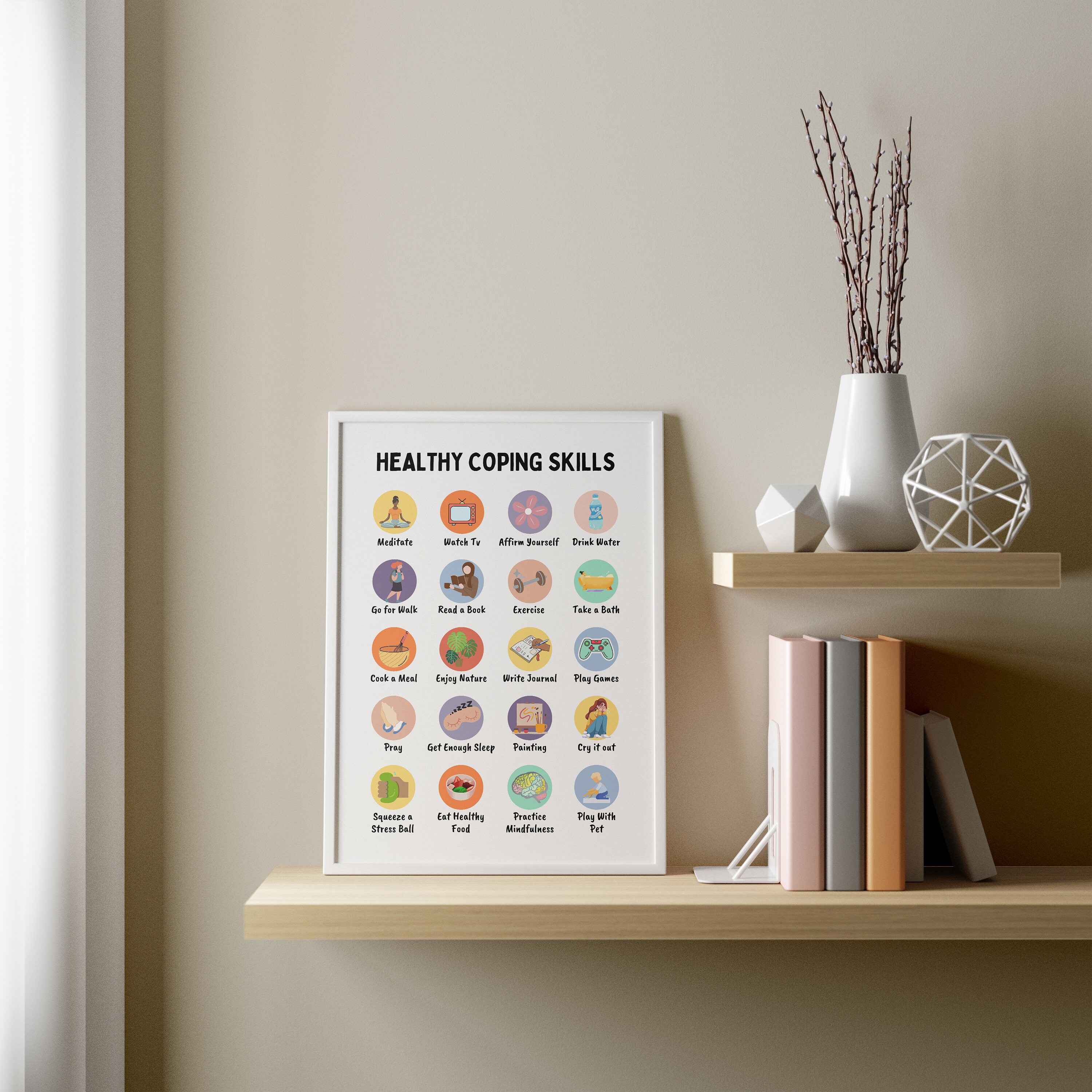 Healthy Coping Skills Poster | Therapy Office Decor (digital Download ...