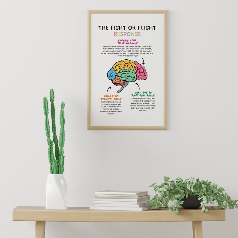 Fight or Flight Response Brain Anatomy Psychology Therapy - Etsy Australia