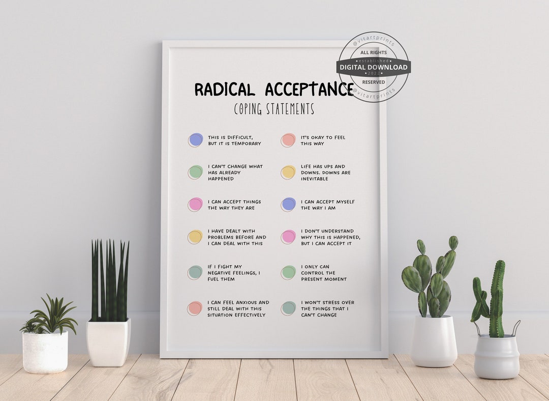Radical Acceptance Coping Statements Poster, Therapy Office Decor ...