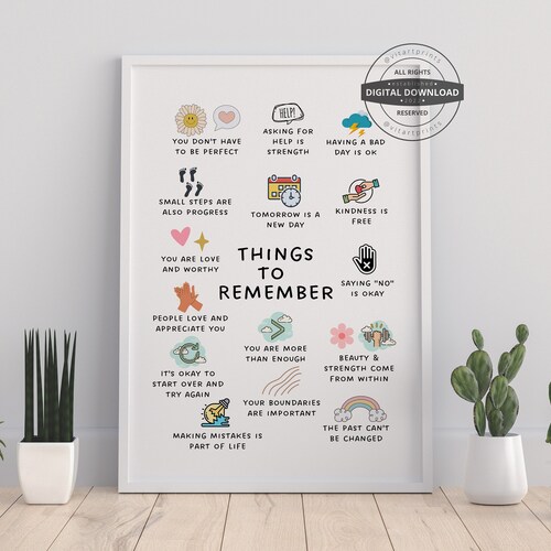 Things to Remember Therapy Office Decor School Counselor CBT - Etsy